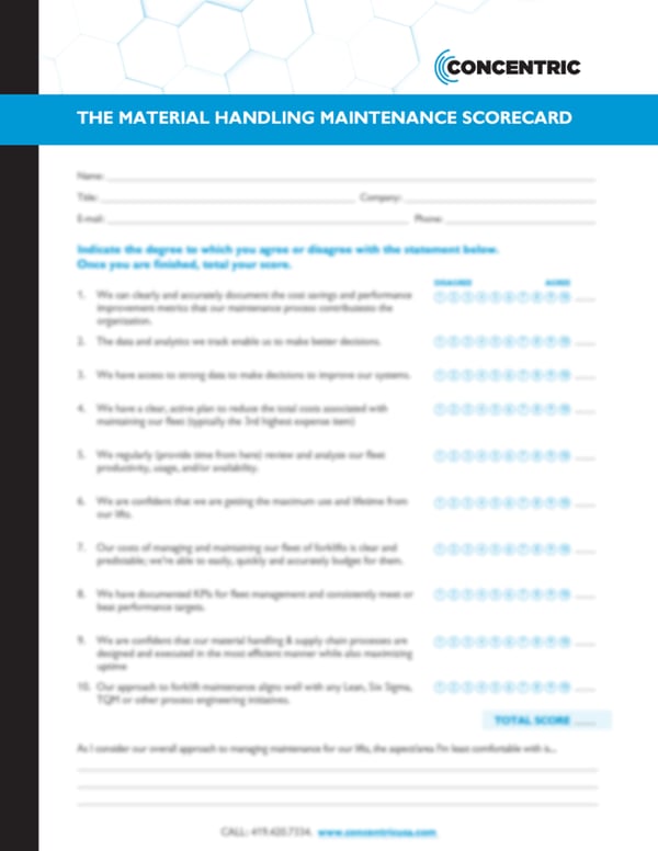 Forklift Maintenance Scorecard